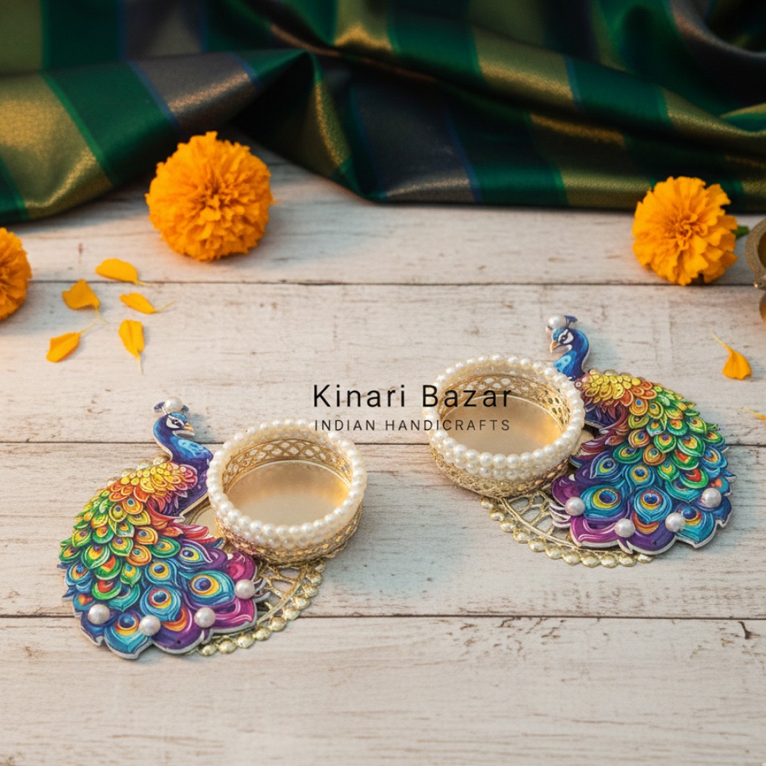 Peacock T-Light Holder - Kinari Bazar